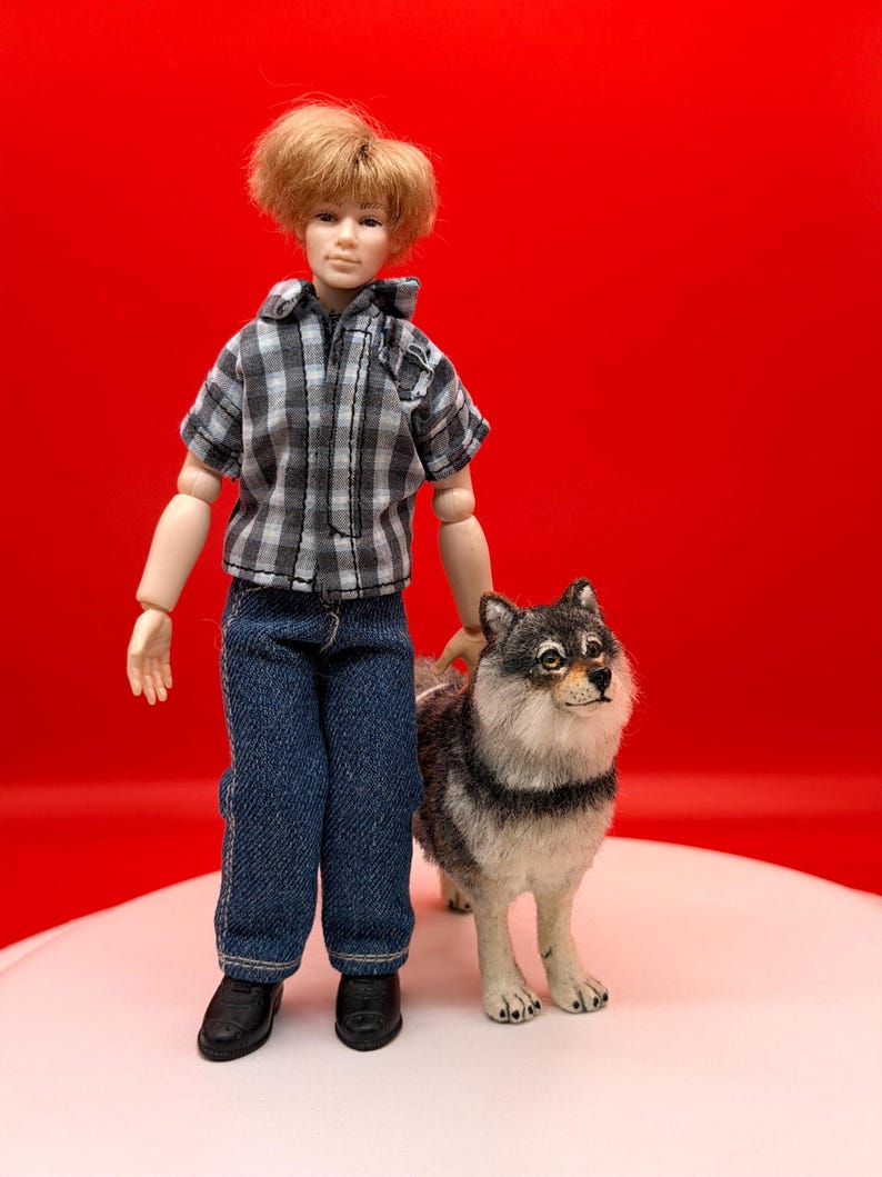1/12 Scale Standing Stalking Wolf Dog Dollhouse Miniature OOAK Furred ...