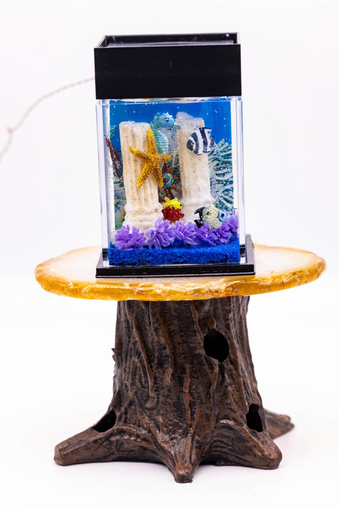 Dollhouse Miniature Salt Water Fish Tank Aquarium With Electric Mini ...