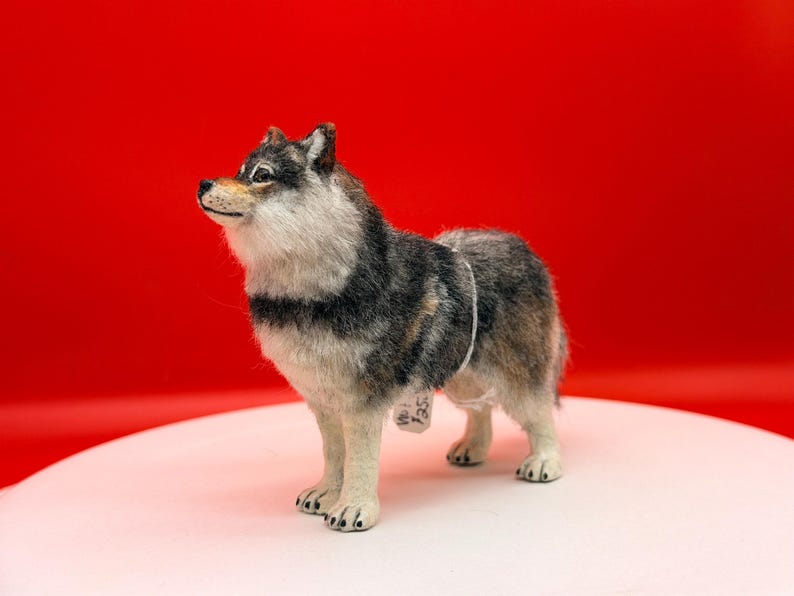1/12 Scale Standing Stalking Wolf Dog Dollhouse Miniature OOAK Furred ...