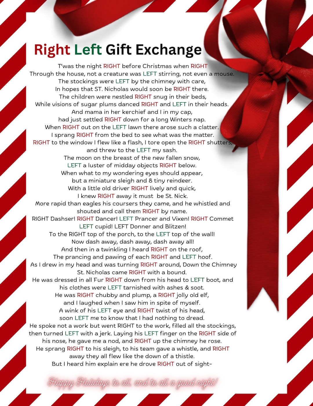 Right Left Gift Exchange - Etsy