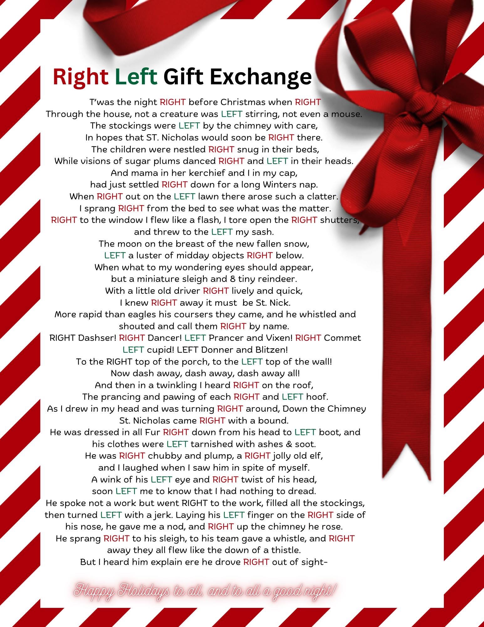 Right Left Gift Exchange - Etsy