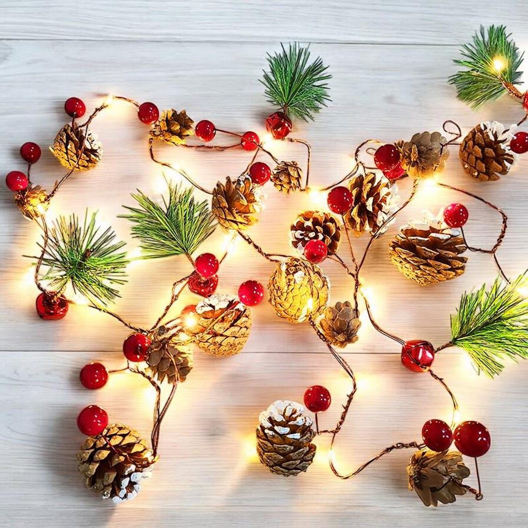 Christmas Lights Pine Cone Light String, Christmas Tree Lights, Bell ...