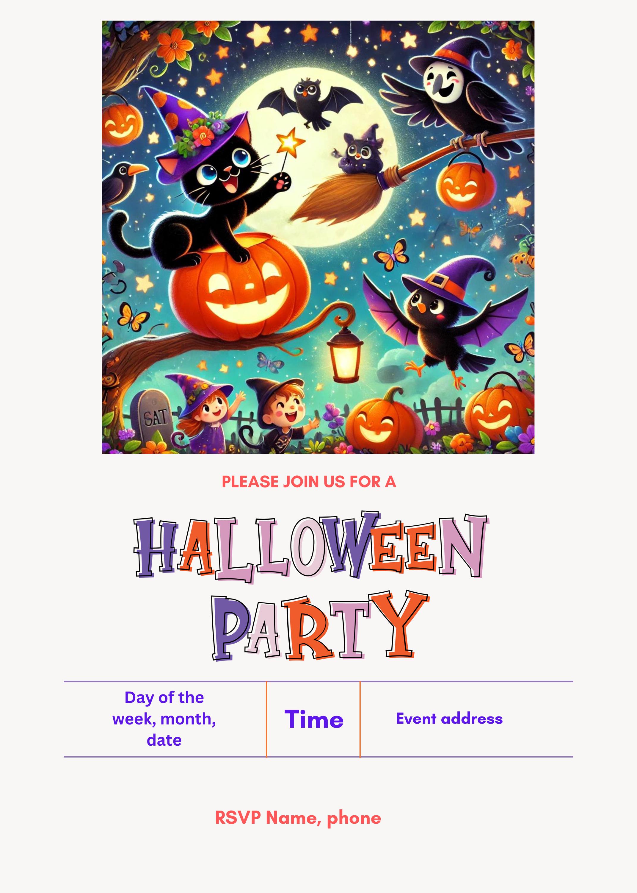 Editable Invitation Canva Template Digital Download Halloween Horror ...