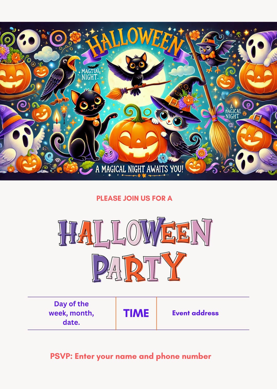 Editable Invitation Canva Template Digital Download Halloween Horror ...