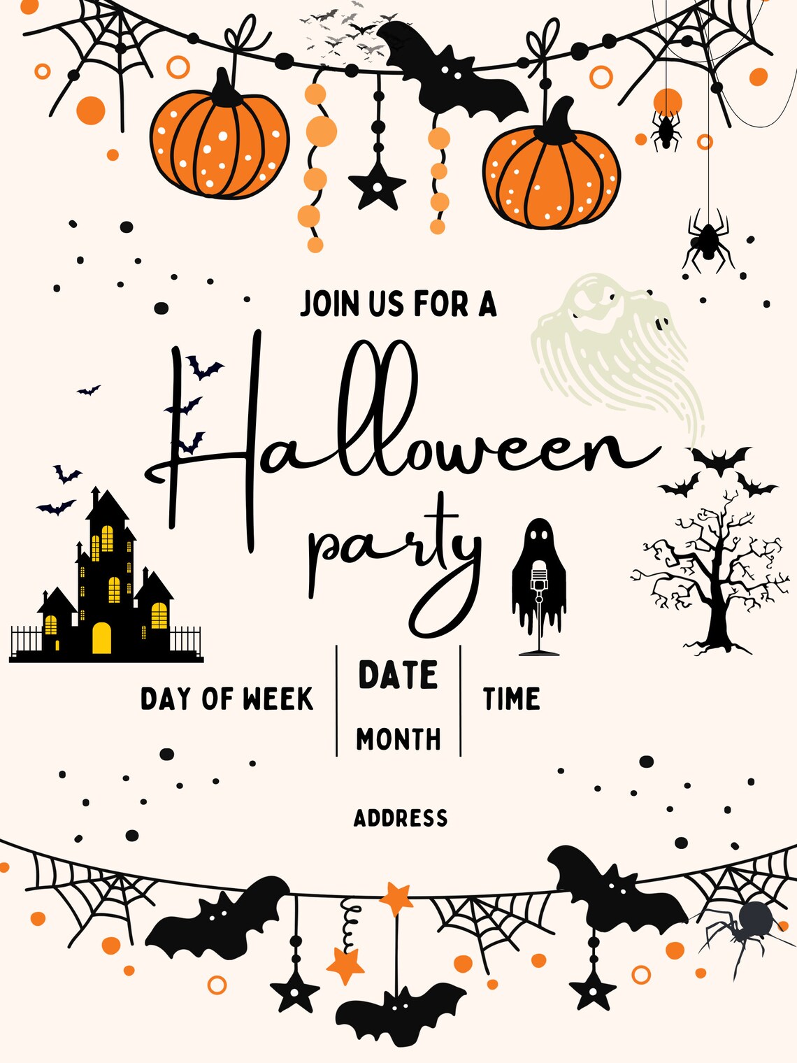 Editable Invitation Canva Template Digital Download Halloween Horror ...