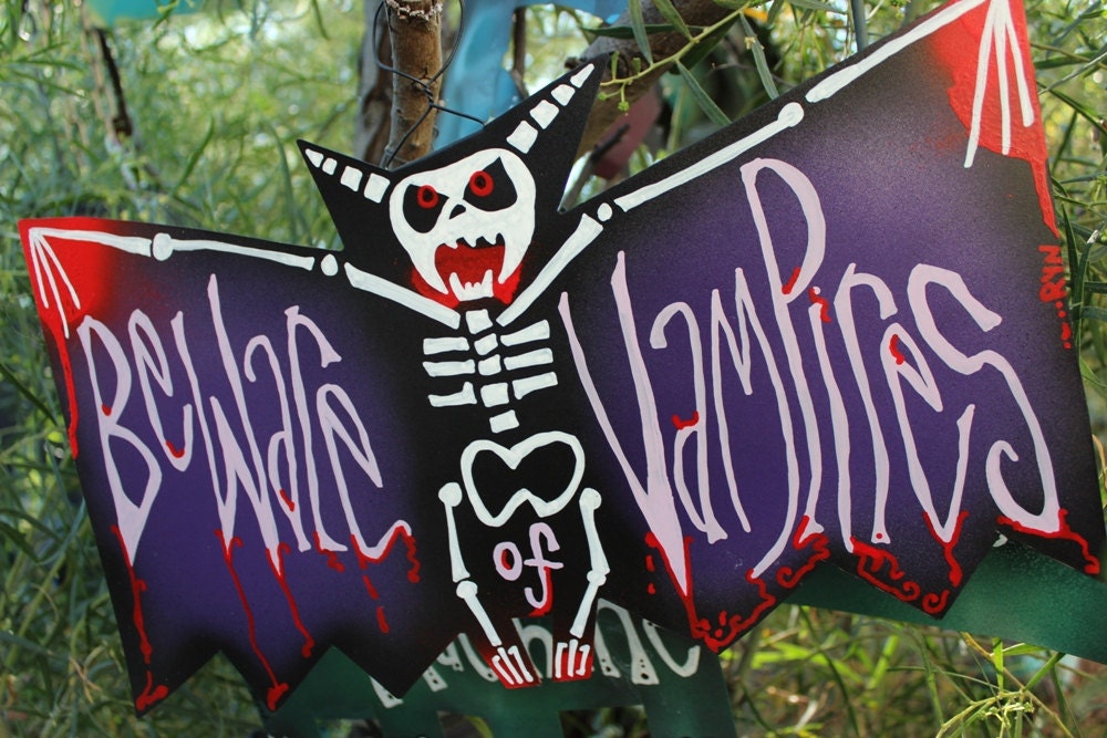 Beware of Vampires: Cool Metal Vampire Sign | Etsy