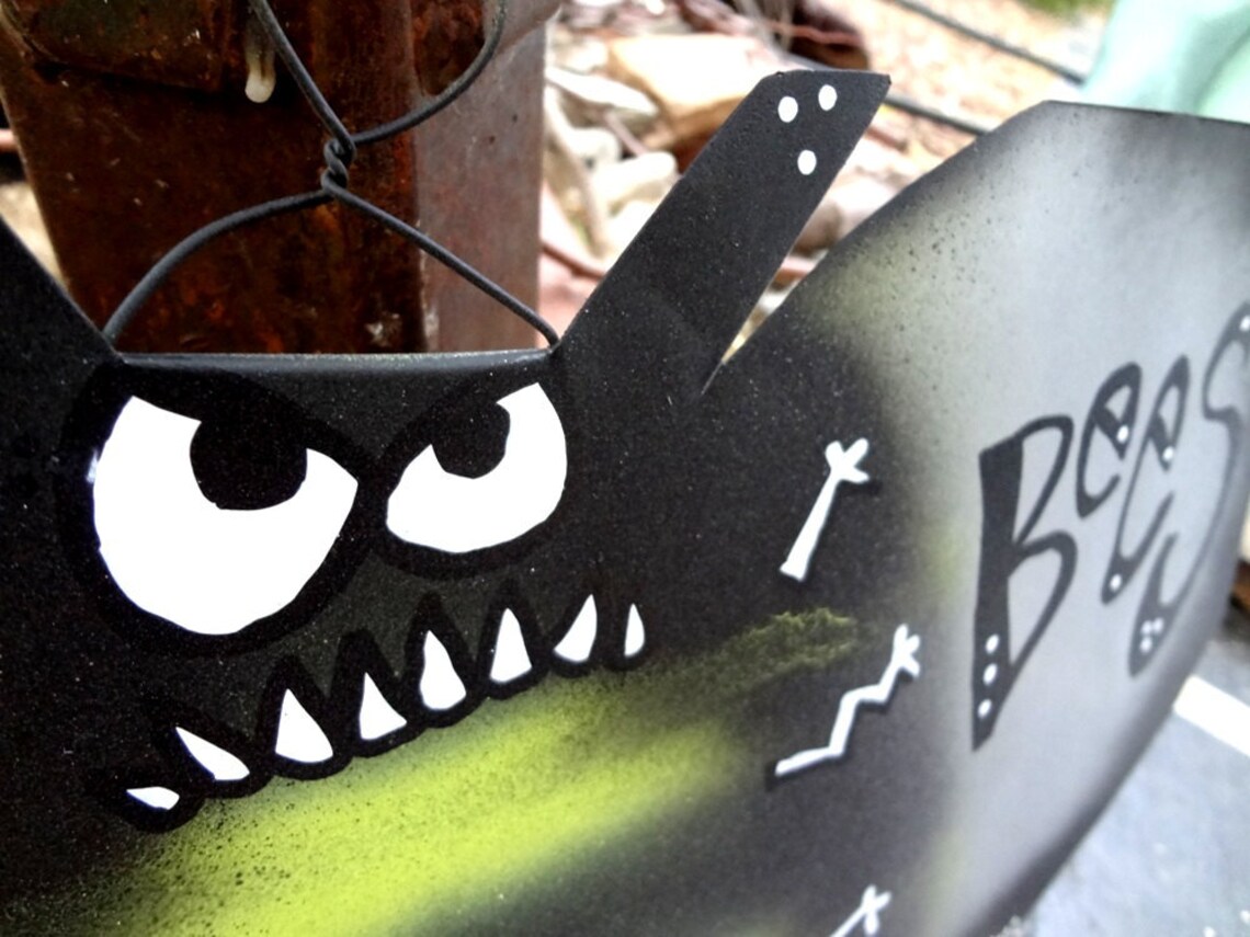 Bee Art: Beware of Bees Wacky Yard Art Metal Bee Sign | Etsy
