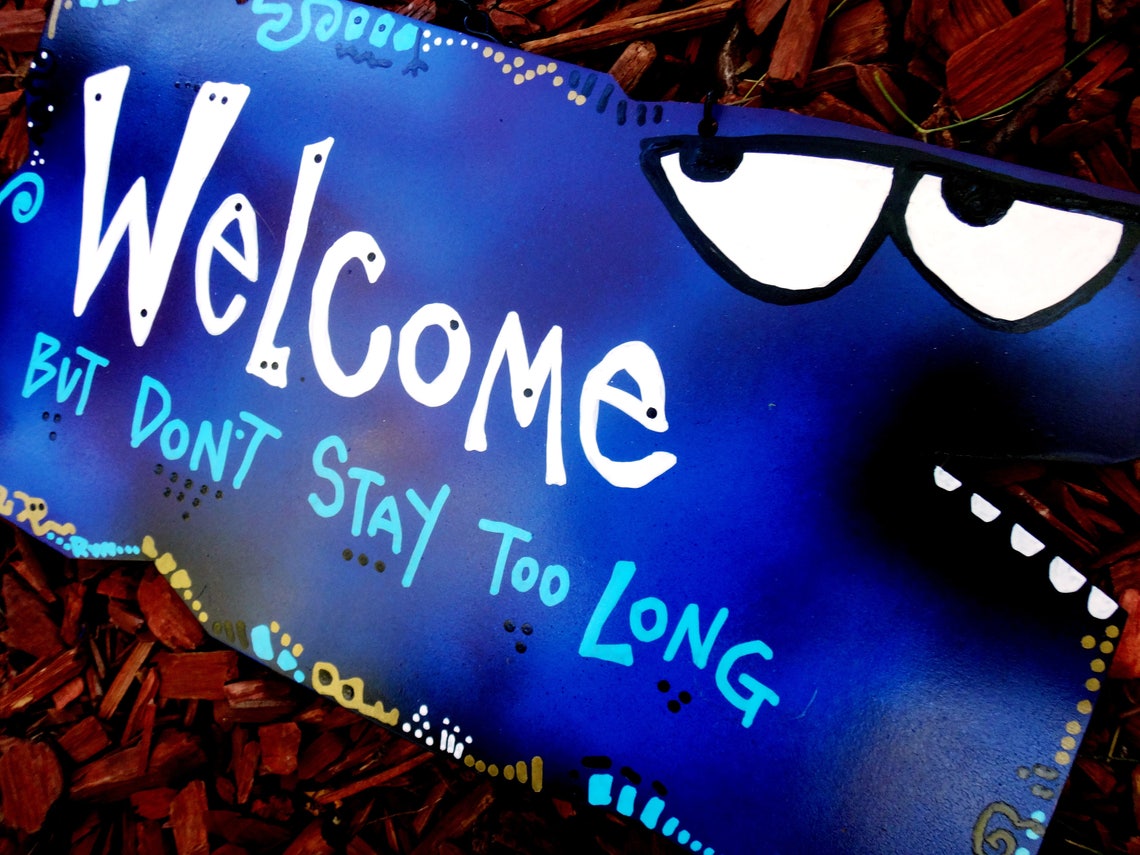 Monster Welcome Sign: Metal Door Sign, Bedroom Sign, Yard Art - Etsy