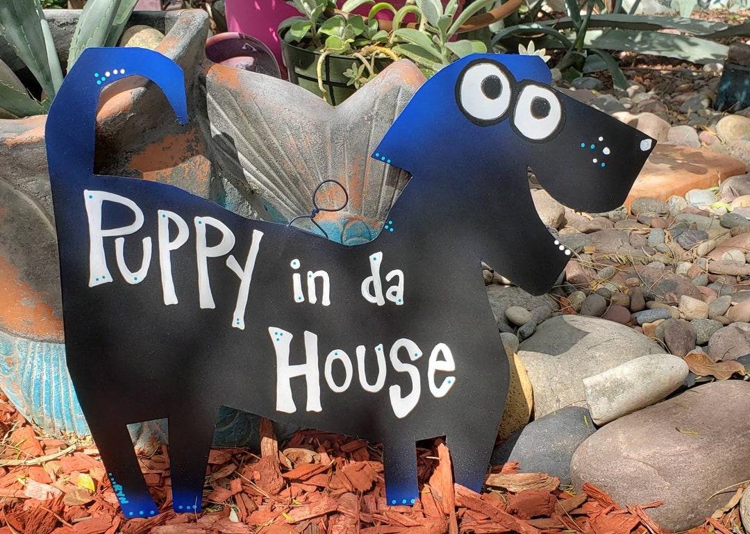 Cute Puppy Sign: Metal Dog Yard Art, Weather Resistant - Etsy