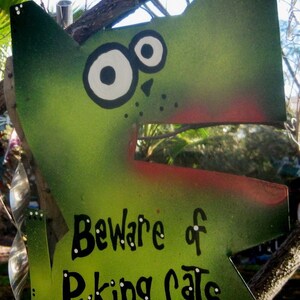 Beware of Puking Cat Metal Sign: Cat Yard Art - Etsy