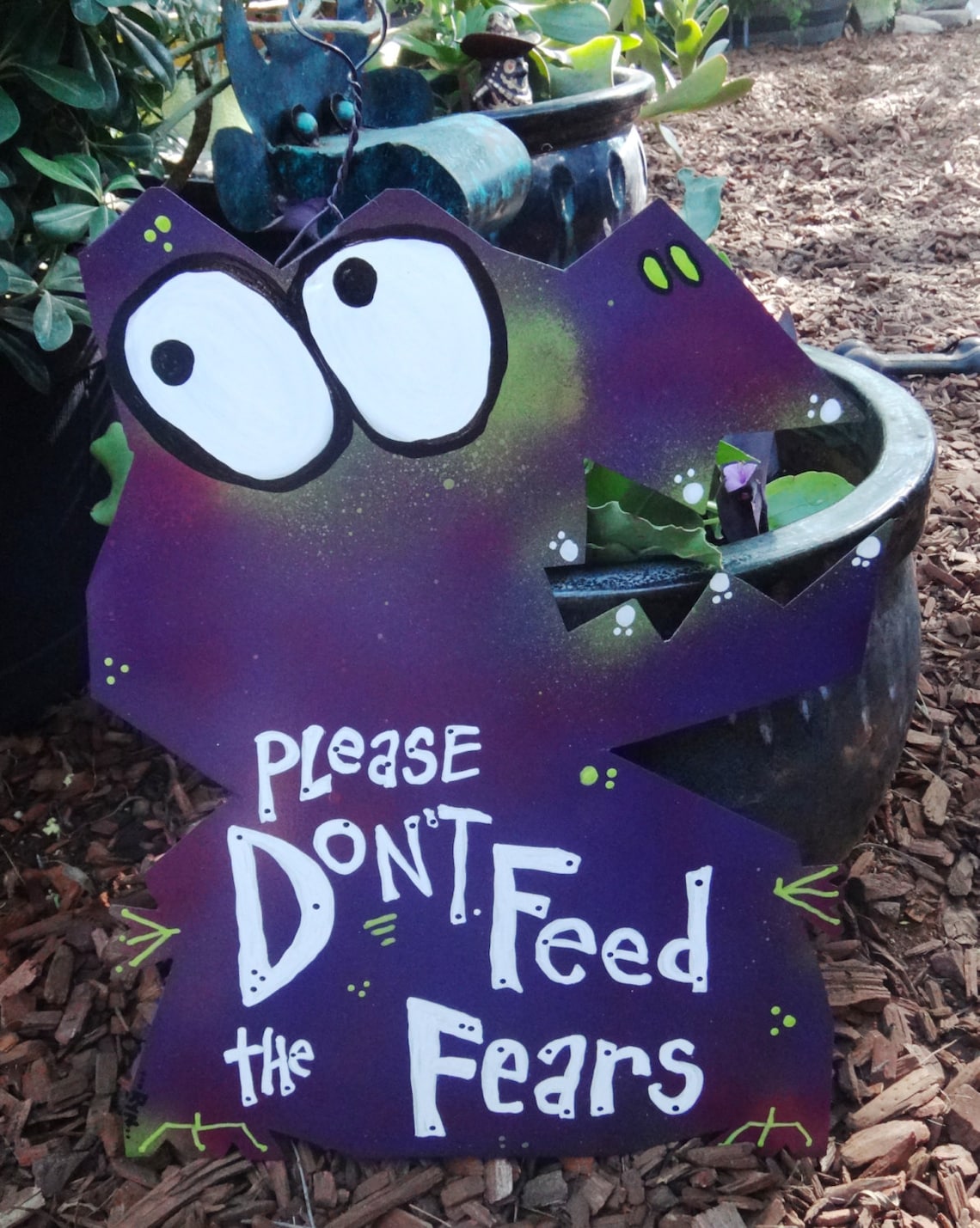 Mr. Fear Man Monster Sign Yard Art: Dont Feed the Fears | Etsy