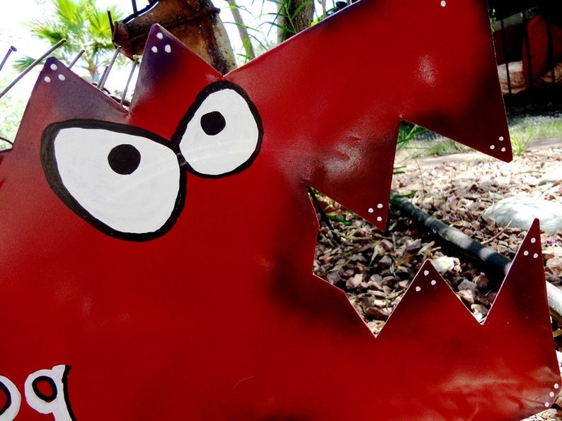 Dog Art: Beware of Dog - Big Red Metal Sign - Etsy