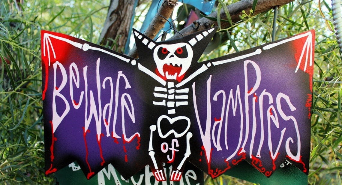 Beware of Vampires: Cool Metal Vampire Sign | Etsy