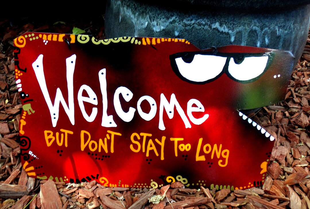 Monster Welcome Sign: Metal Door Sign, Bedroom Sign, Yard Art - Etsy