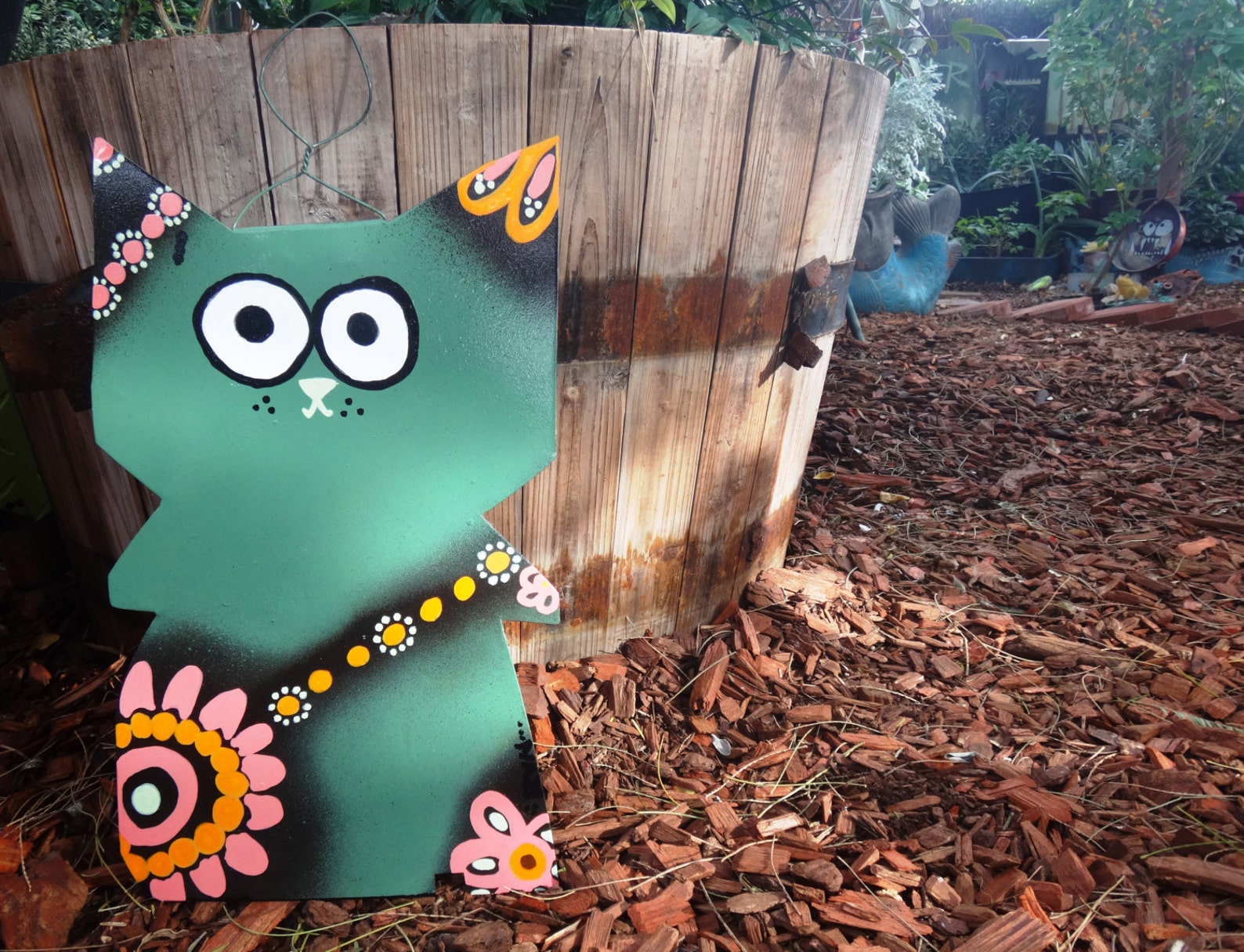 Banjo Cat: Good Luck Good Laugh Good Kitty Metal Cat Sign | Etsy