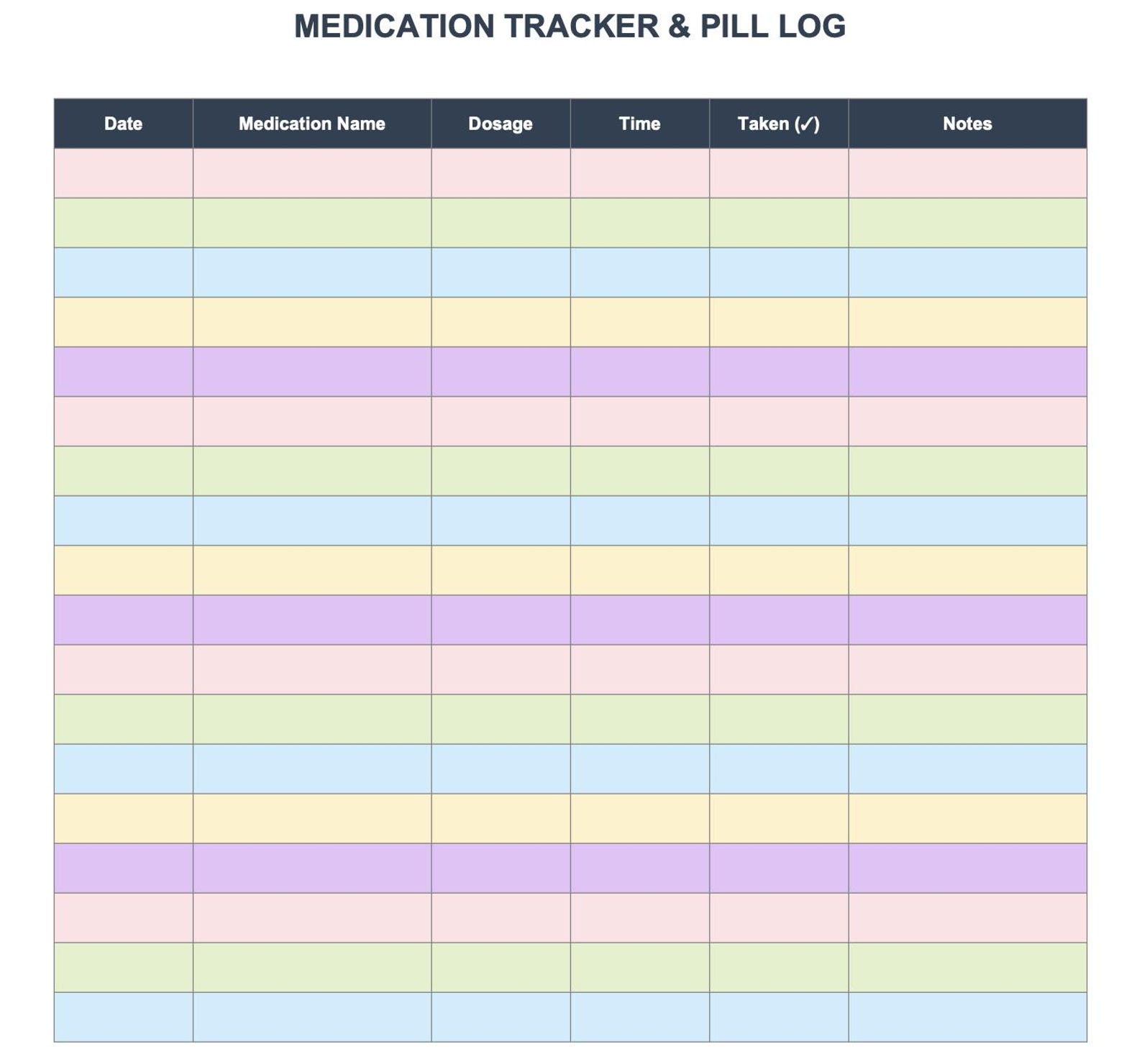 Medication Tracker and Pill Log | Printable PDF | Daily Medicine ...