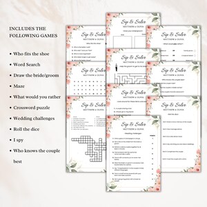 Sip and Solve Customizable Wedding Crossword Puzzle | Wedding Table ...