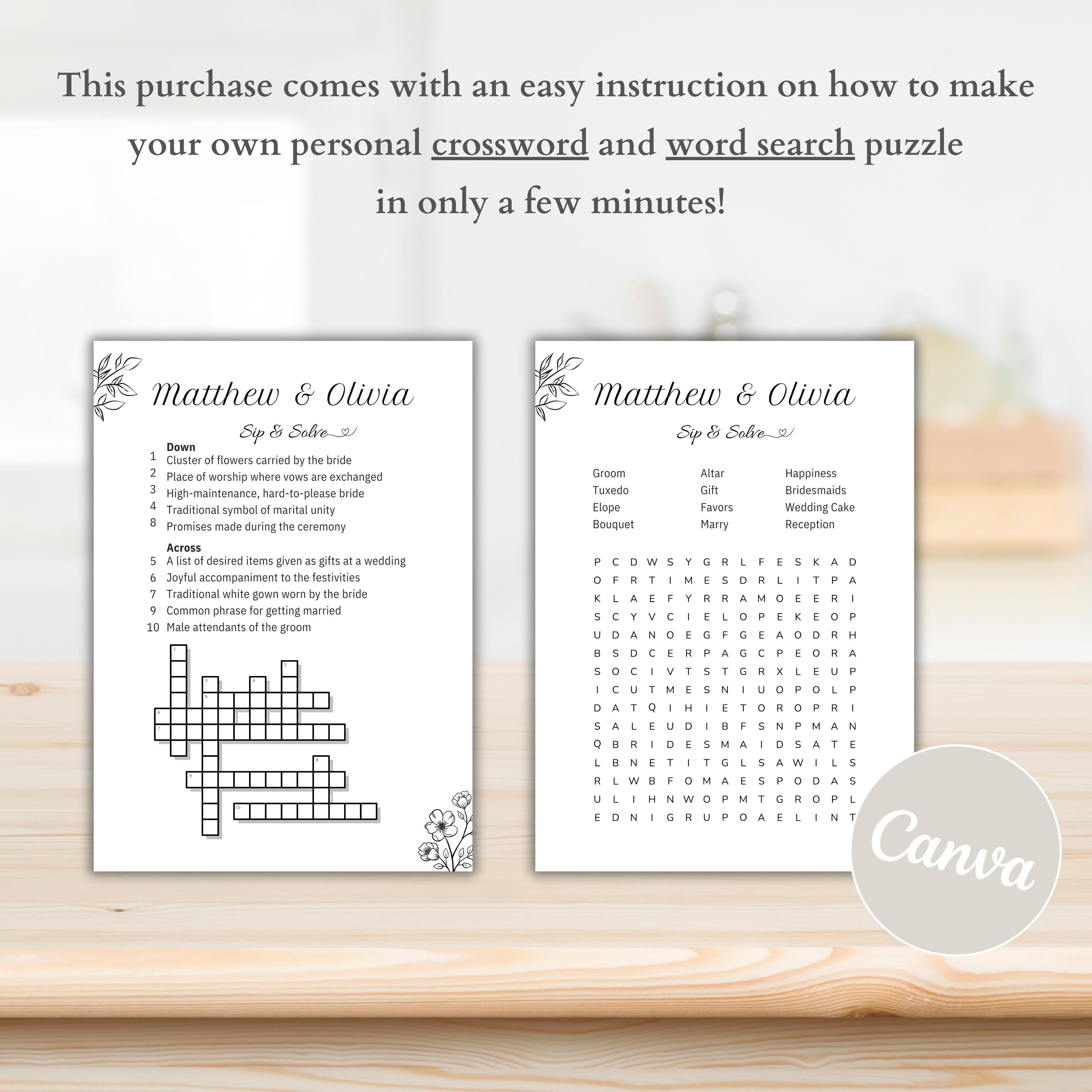 Sip and Solve Customizable Wedding Puzzles | Customizable Wedding ...