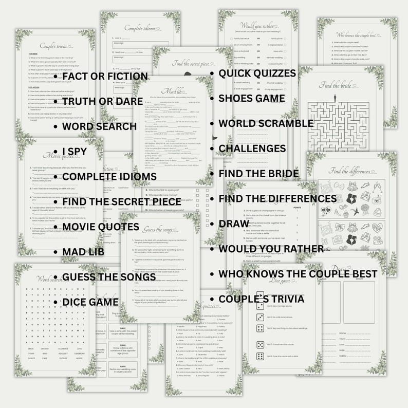 Sip and Solve | Wedding Table Games | Wedding Word Search | Wedding ...