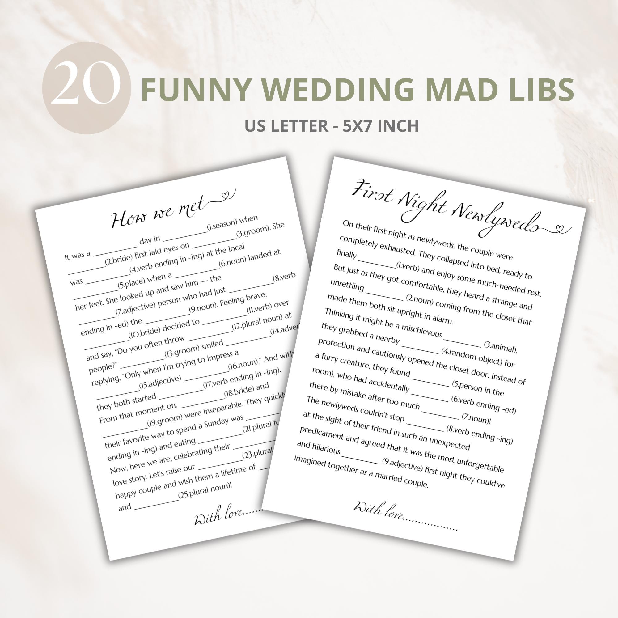 20 Funny Wedding Mad Lib Stories | Wedding Mad Lib Stories for Bridal ...
