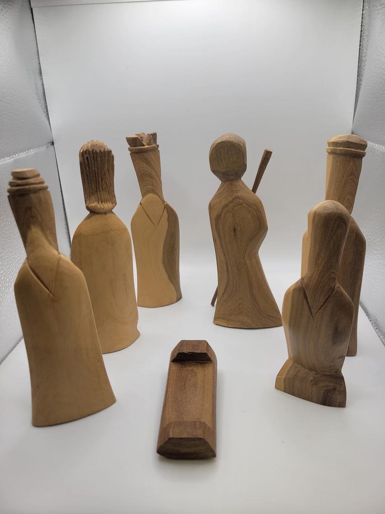 Hand Carved Wooden Nativity Without Animals - Etsy