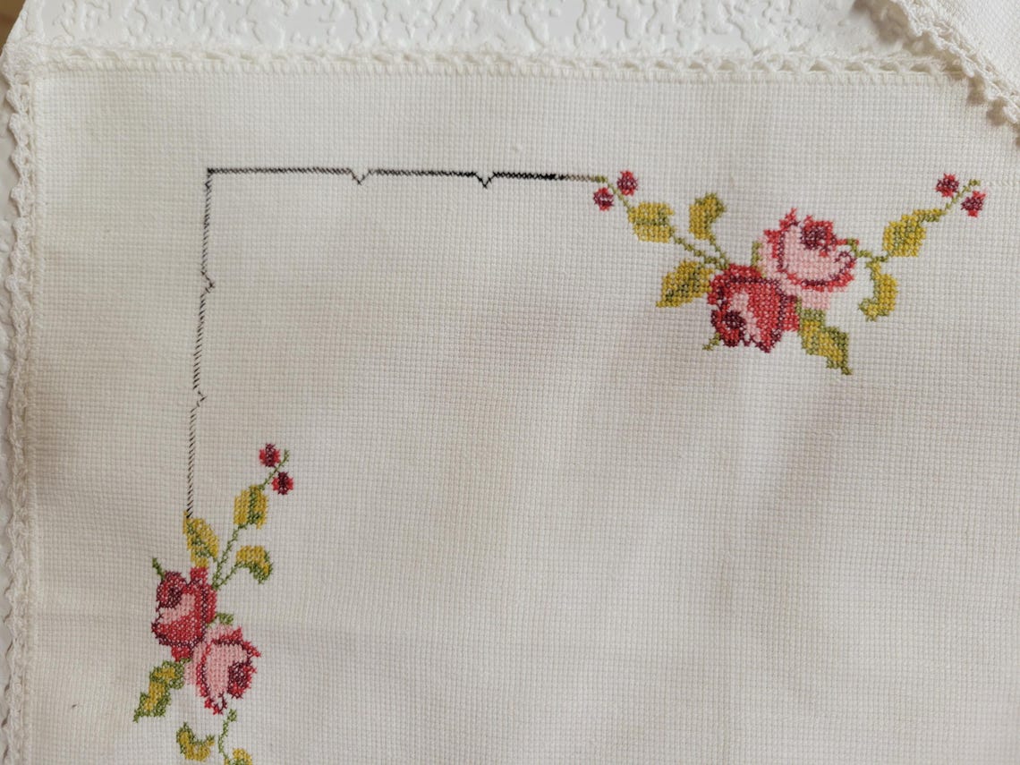 Two Piece Cross Stich Doily Set - Etsy