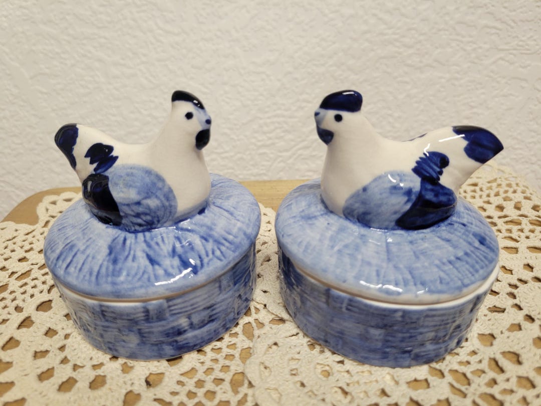 Delft Nesting Chicken Dish Set - Etsy