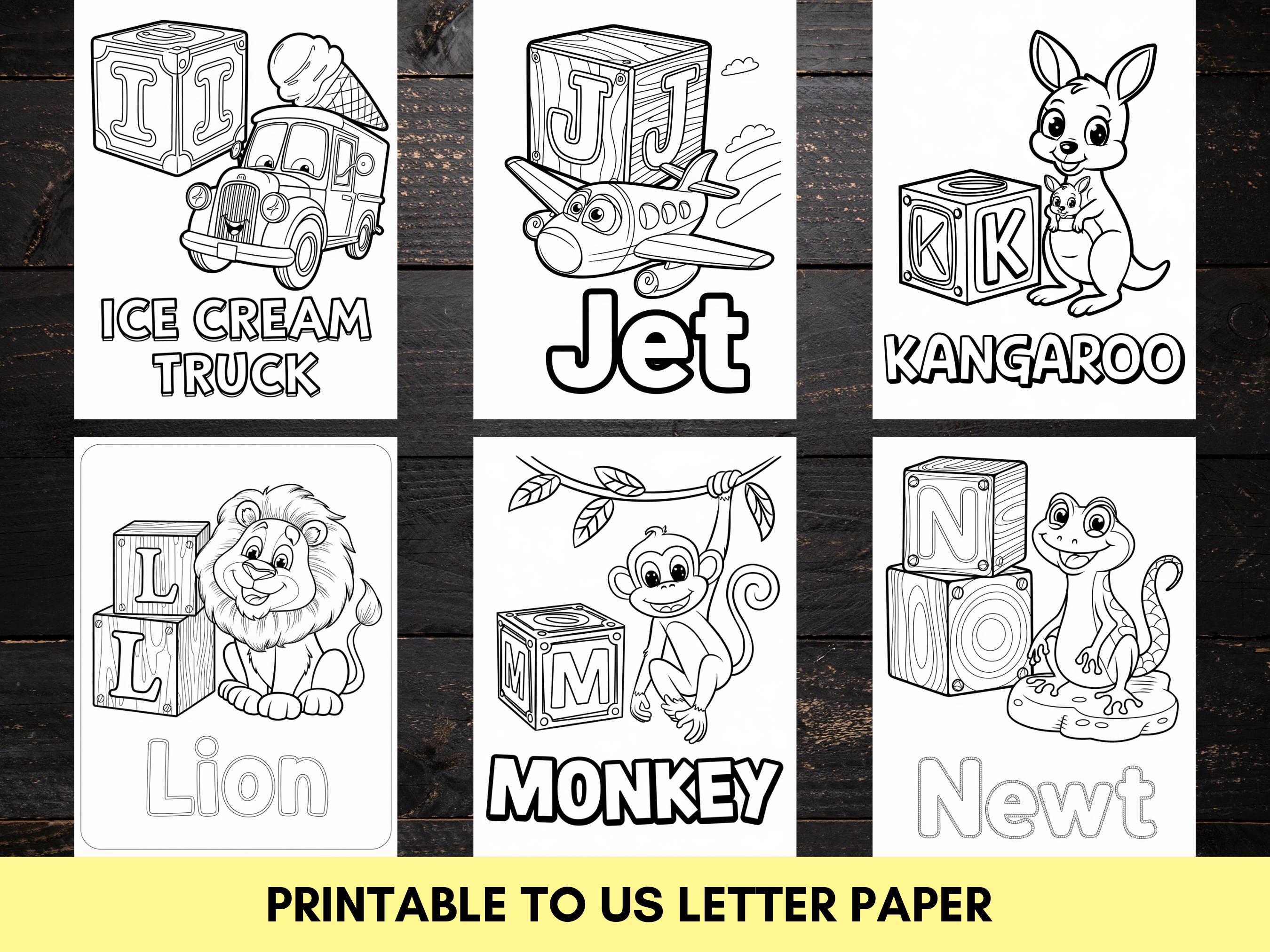 A-Z Alphabet Coloring Pages for Kids – 26 Fun Cartoon Letters With ...