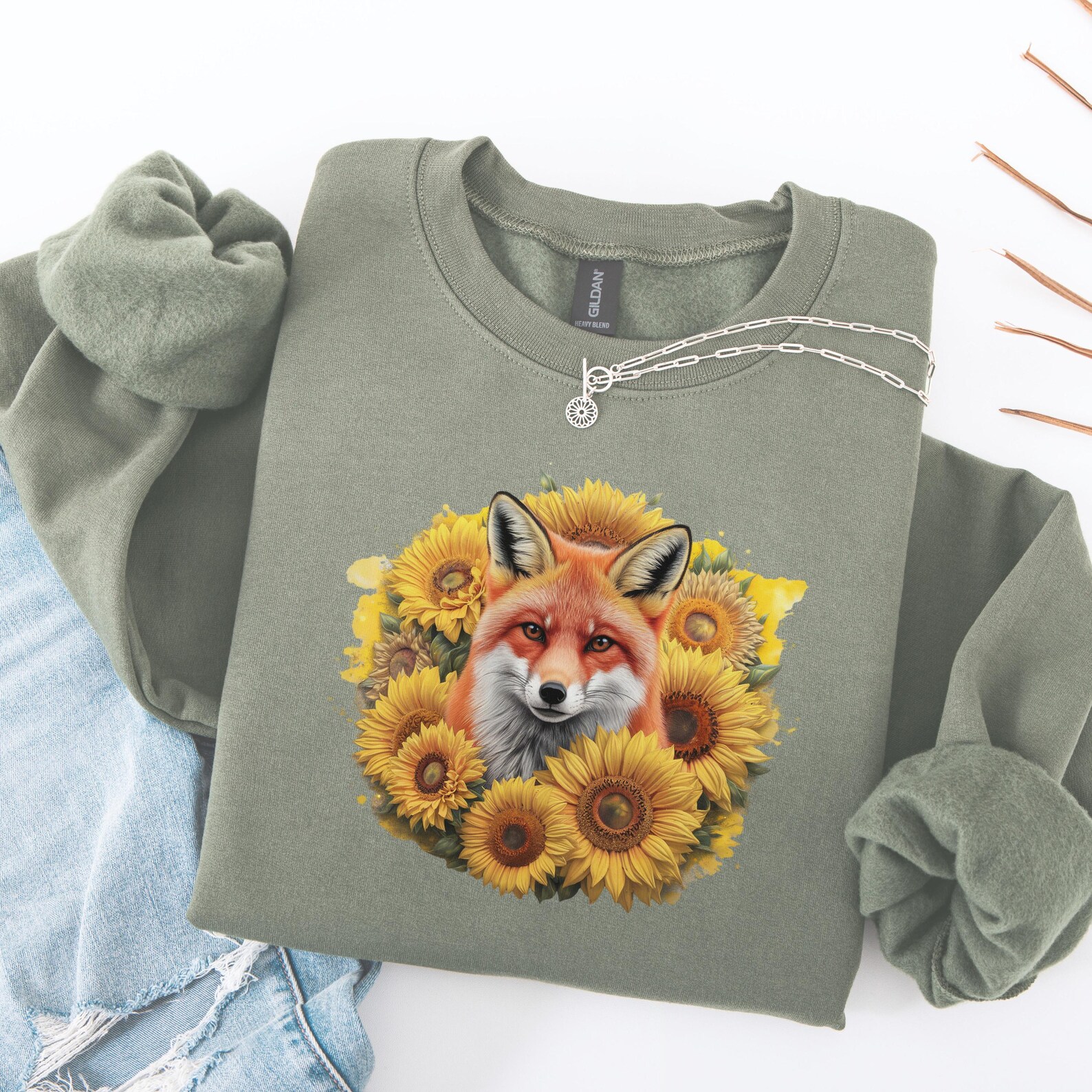 Fox and Sunflower Shirt Design | Fox PNG | Fox Lover Tee | Instant ...