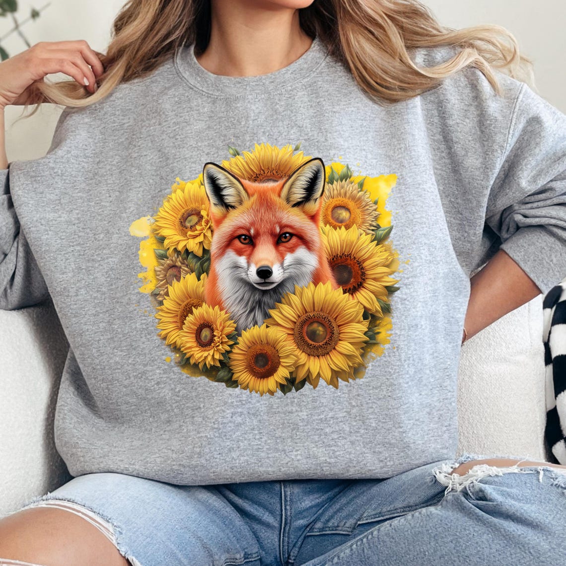 Fox and Sunflower Shirt Design | Fox PNG | Fox Lover Tee | Instant ...