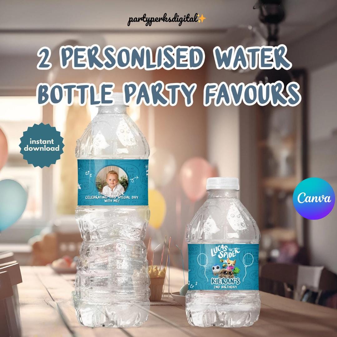 Lucas the Spider Personalised Water Bottle Labels DIY Printable ...