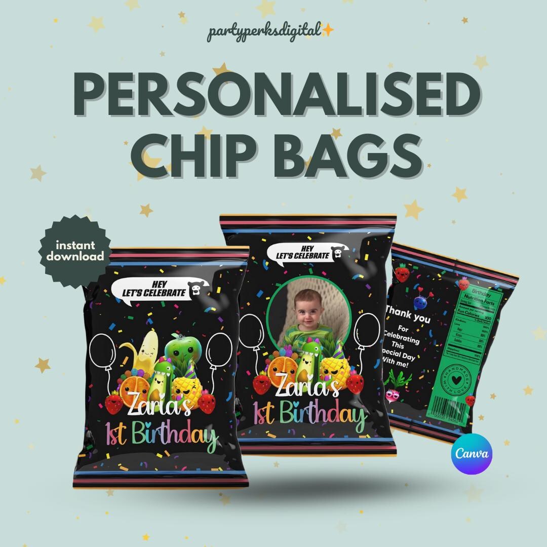Personalized Hey Chip Bags Customizable Party Favor Bag Templates DIY ...