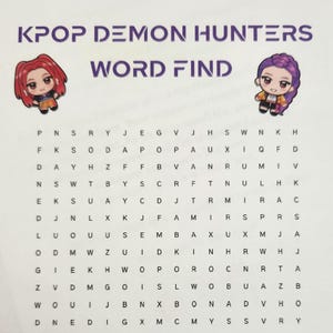 Kpop Demon Hunters Word Search Party Activity Printable - Etsy UK