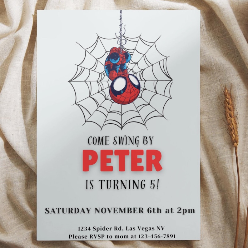 EDITABLE Spiderman Birthday Invitation Template, Easy Access Digital ...