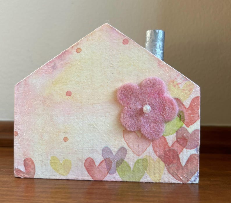 Wood House -decoupaged. - Etsy