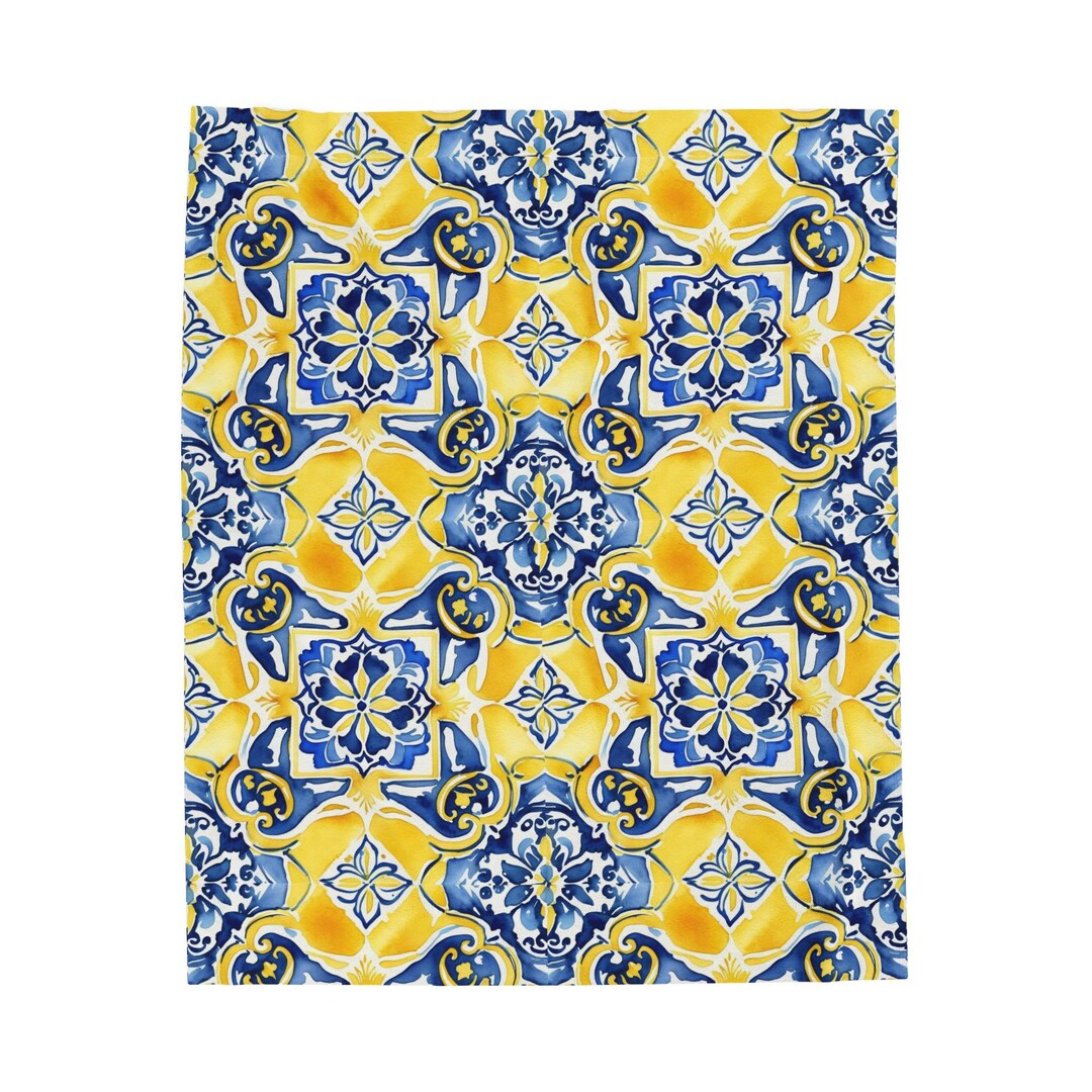 Azulejo Tia Maria Blanket, Portuguese Azulejo Cozy Blanket, Home Decor Throw, Soft Sofa Blankie ...