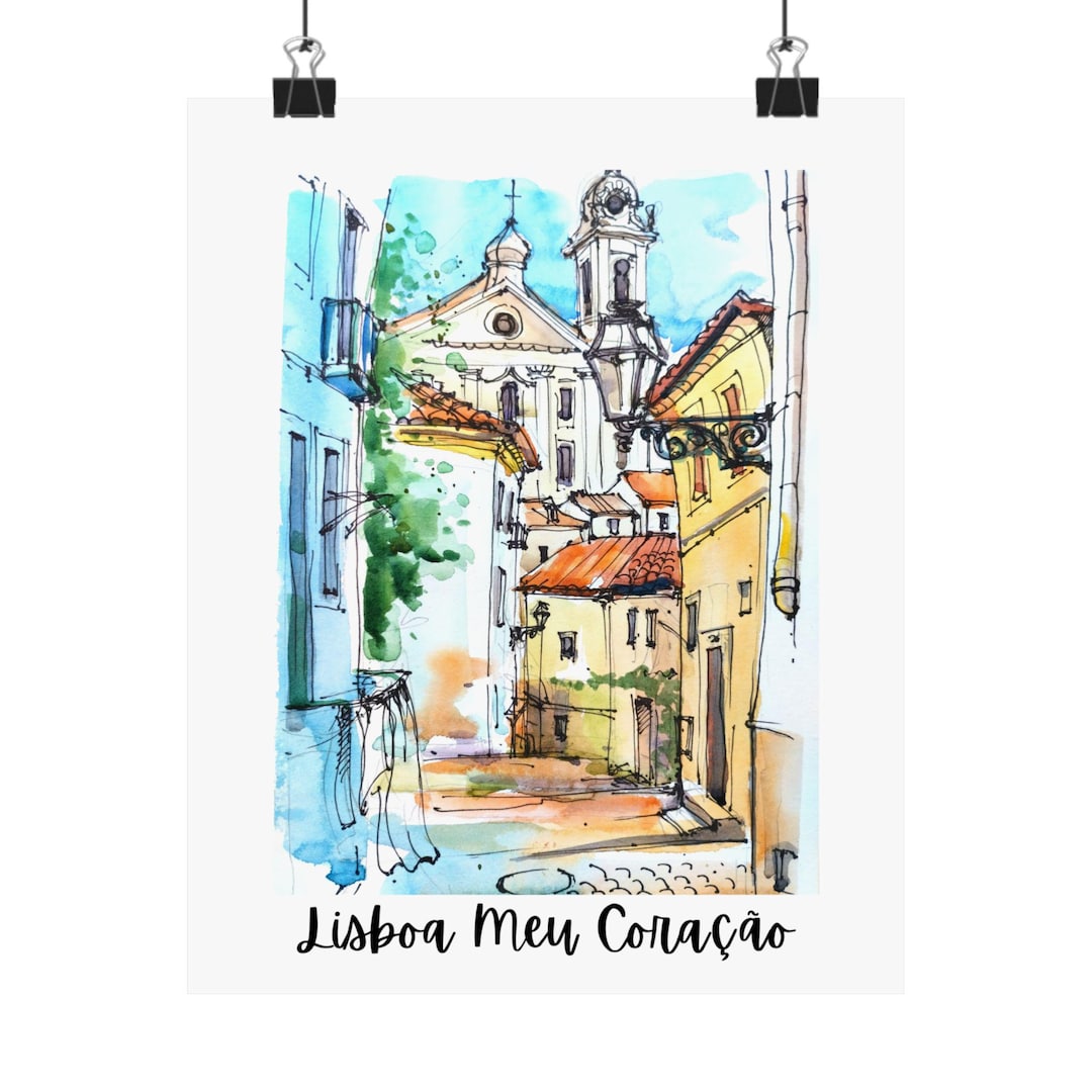 Watercolor Lisbon Bairro Matte Vertical Poster, Wall Decor Art Print ...