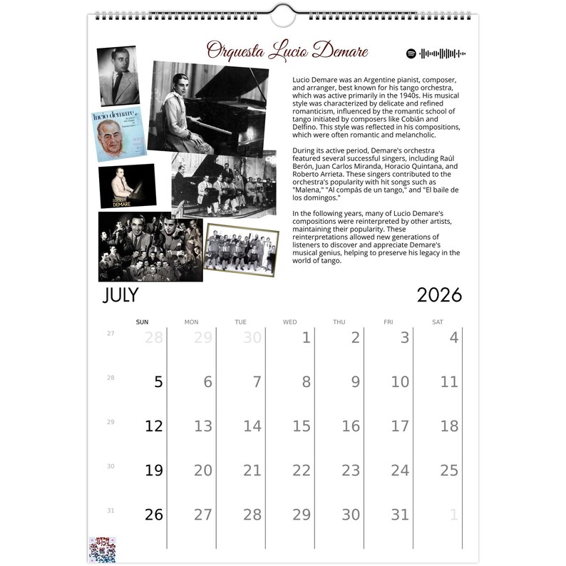 Tango Orquestras Calendar 2026, Gift for Tangueros, Tango Dancer and ...