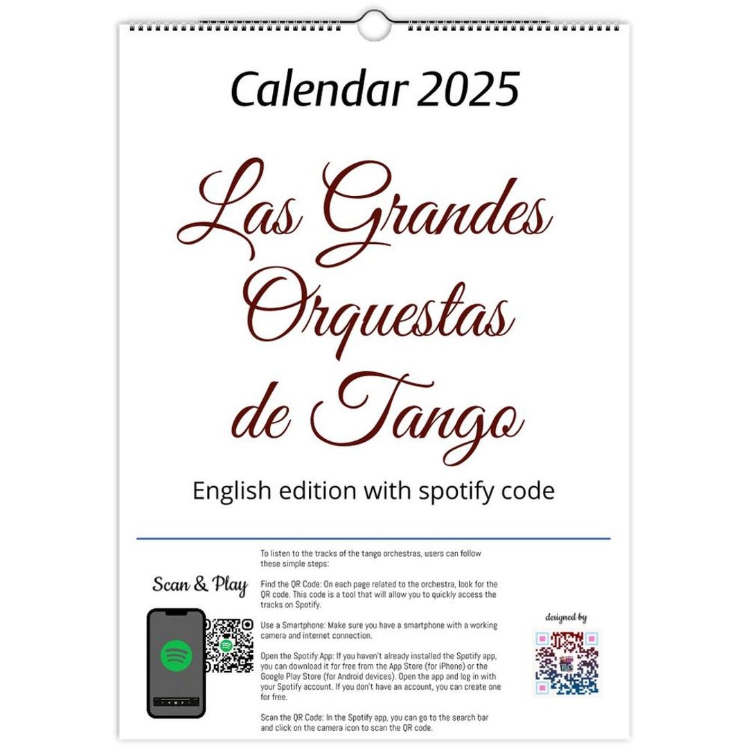 Tango Orquestras Calendar 2025, Gift for Tangueros, Tango Dancer and ...