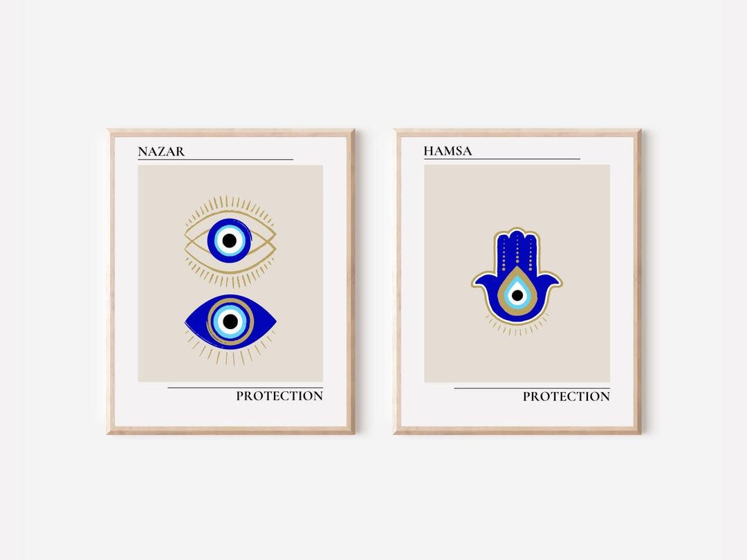 Set of Nazar & Hamsa Digital Posters | Evil Eye Print | Turkish Eye ...