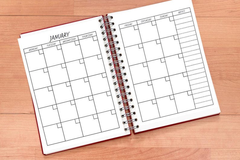 Undated Monthly Planner/calendar for A4 Binder. Simple and Easy to Use ...