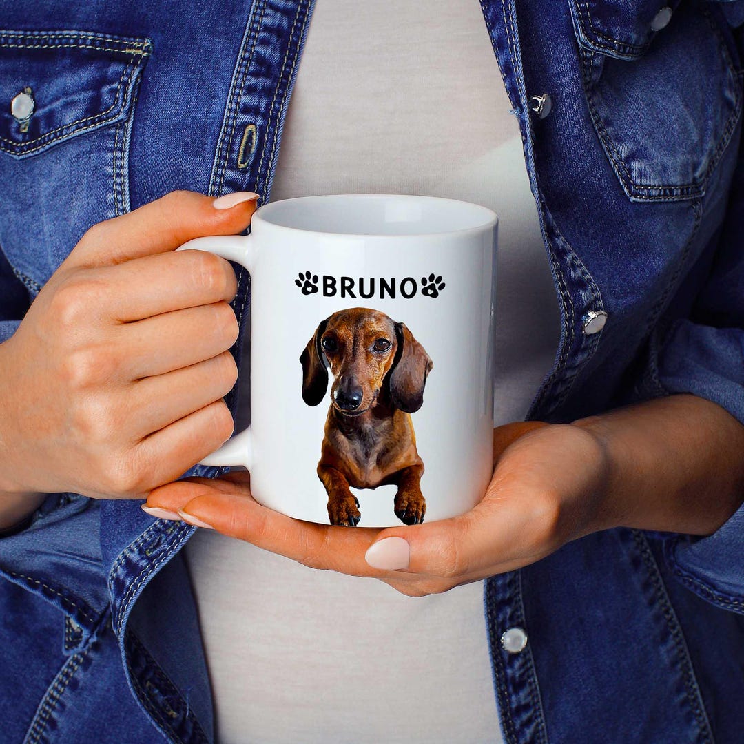 Custom Dog Mug From Photo With Name, Personalized Dachshund Dog Mug ...