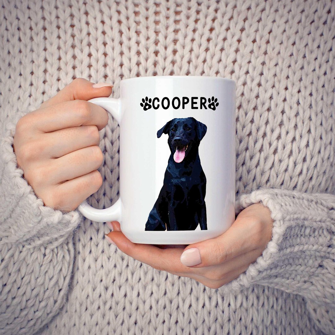 Custom Dog Mug From Photo With Name, Black Lab Personalized Pet Mug ...
