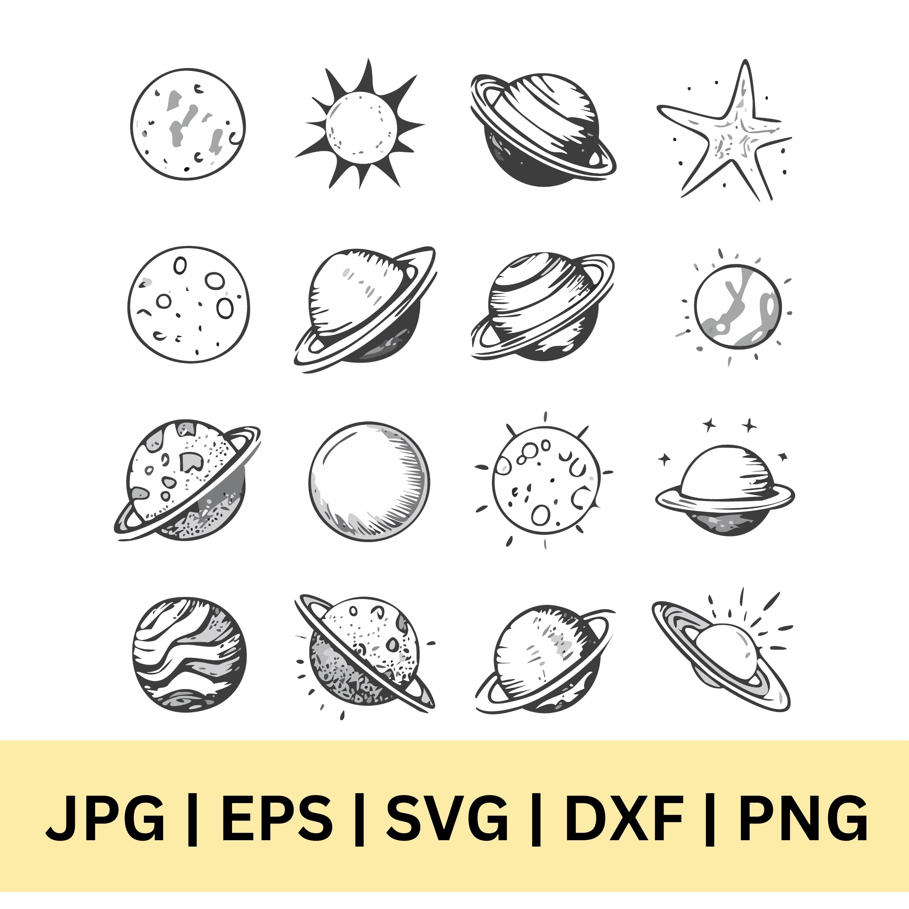 Planets and Stars SVG Bundle, Space Designs, Planet SVG Cricut ...