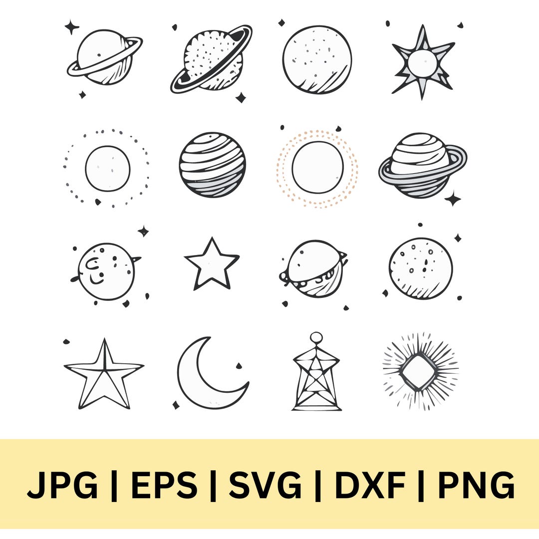 Planets and Stars SVG Bundle, Space Designs, Planet SVG Cricut ...