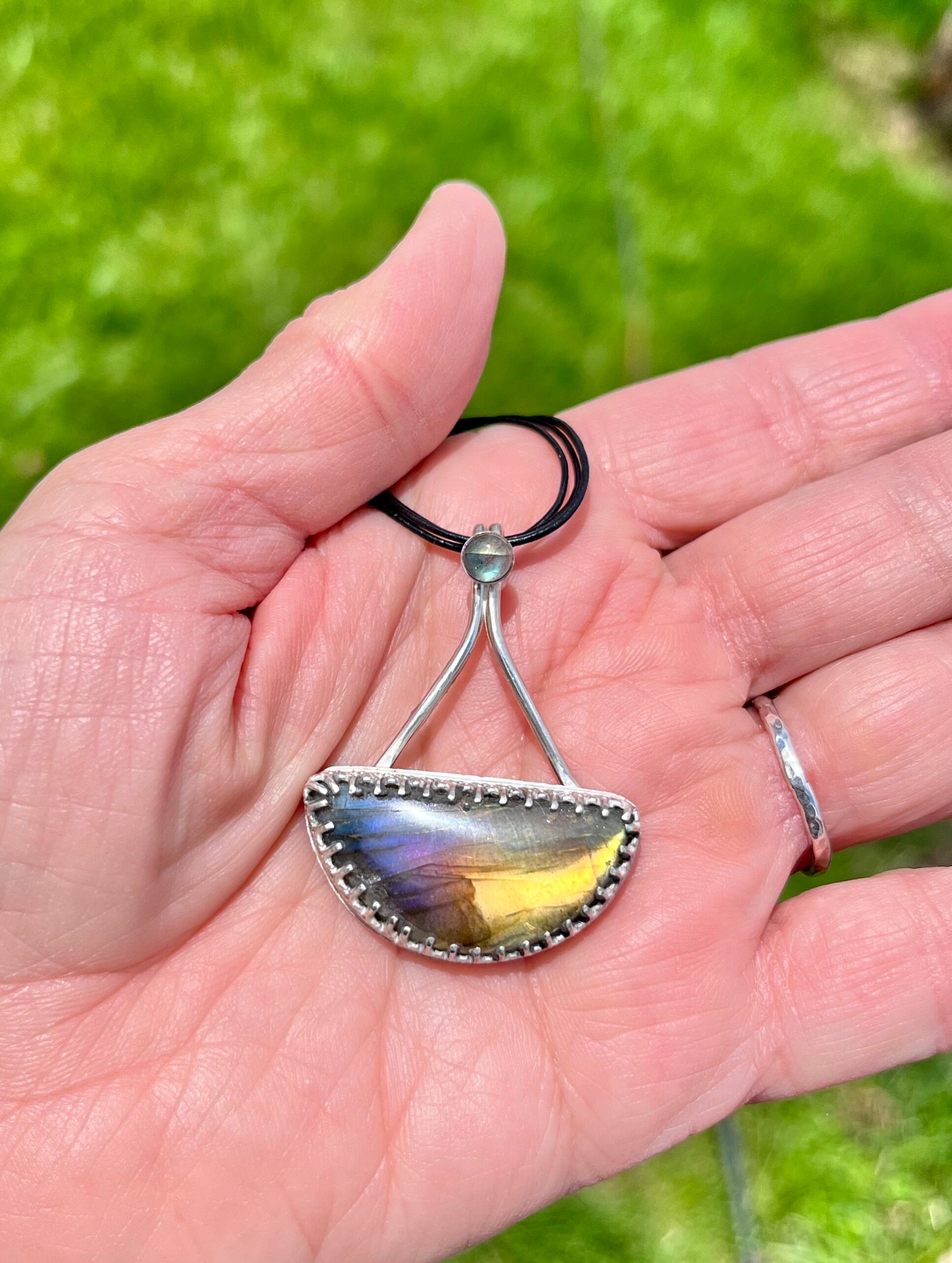 Purple and Gold Flash Labradorite Pendant - Etsy