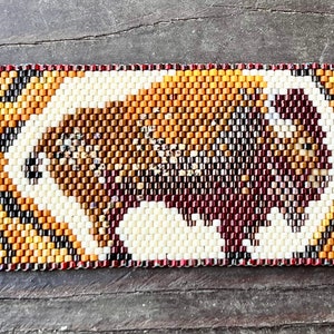 Lasting Impressions Series "american Bison" Beaded Cuff Bracelet Made ...