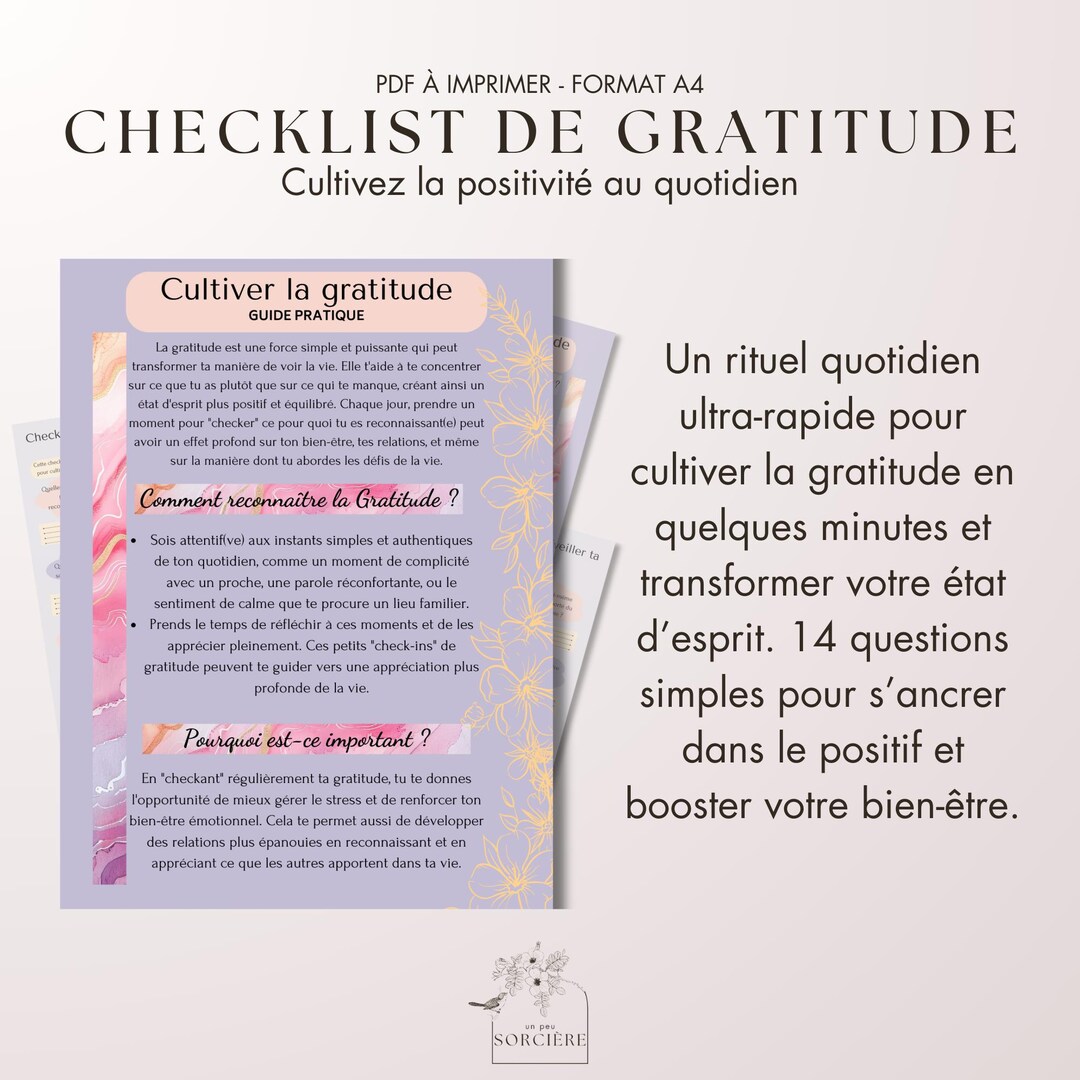 Gratitude Checklist PDF for Well-being and Personal Development 4 Pages ...