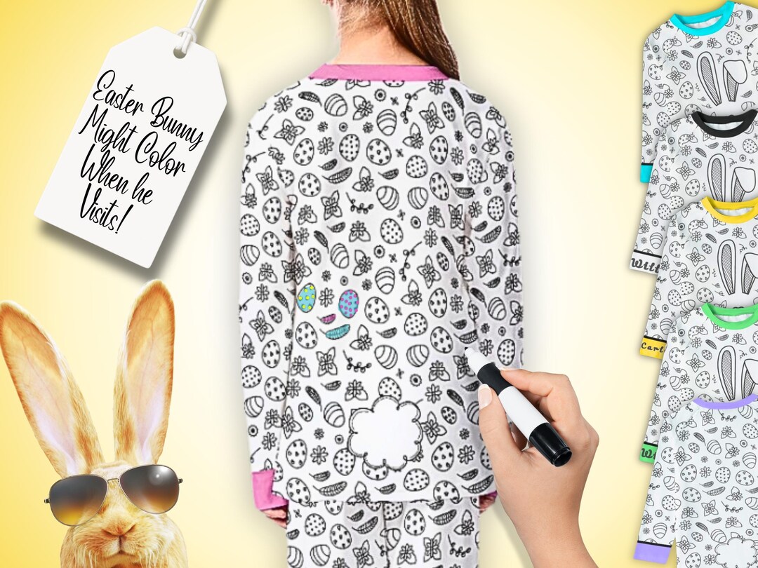 Fun Easter Pajamas Colorable PJ Activity for the Whole Family With Free ...