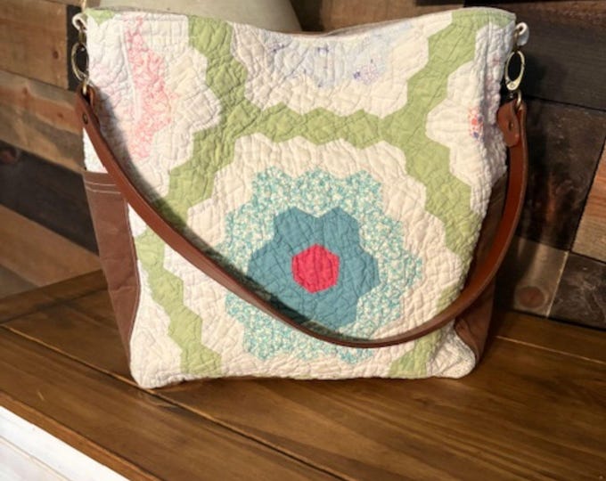 Antique Quilt Purse - Vintage Grandmother's Garden - Crossbody Bag ...